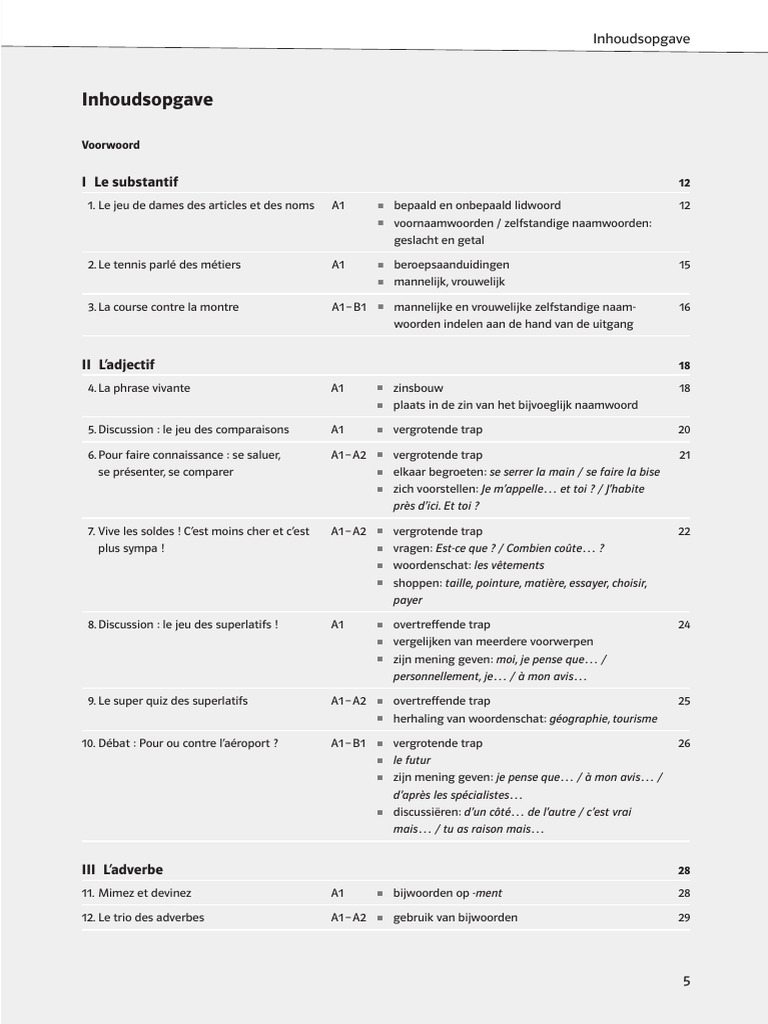 Grammaire Ludique Proefhoofdstuk Inhoud Inleiding Hoofdstuk 1 | PDF