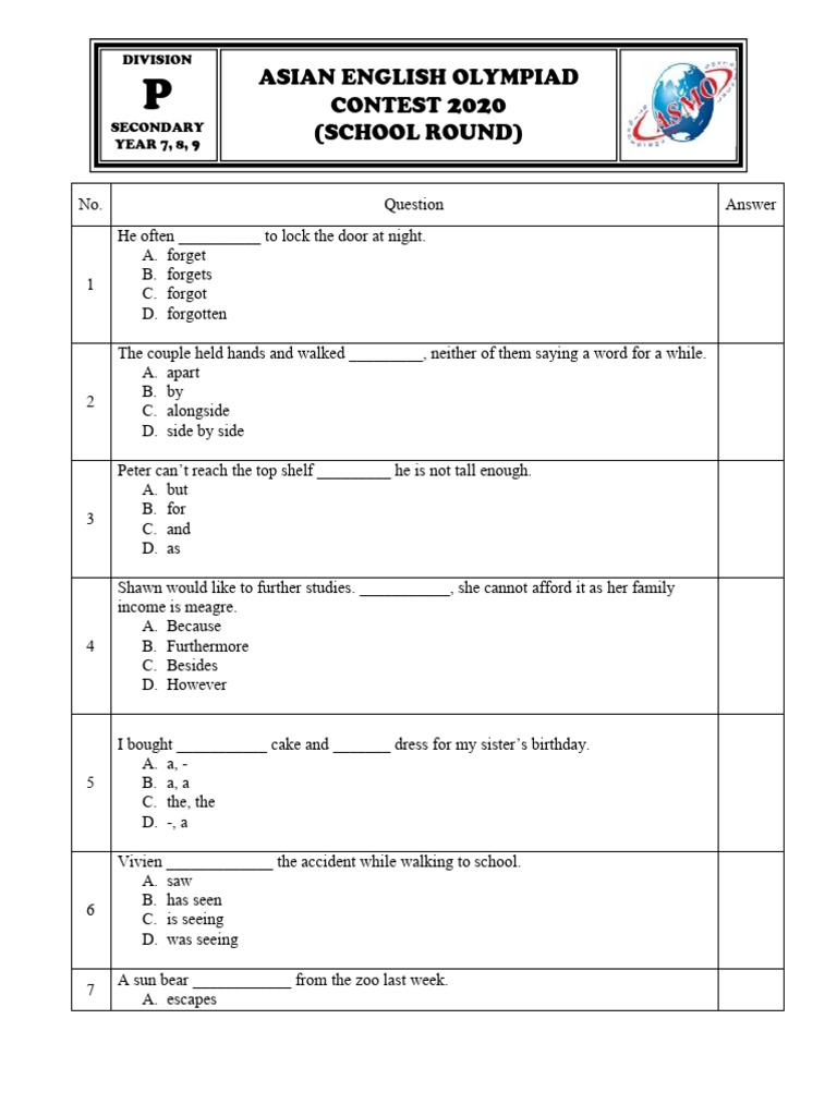 ASMO-Eng-M1-3 - No Answer | PDF