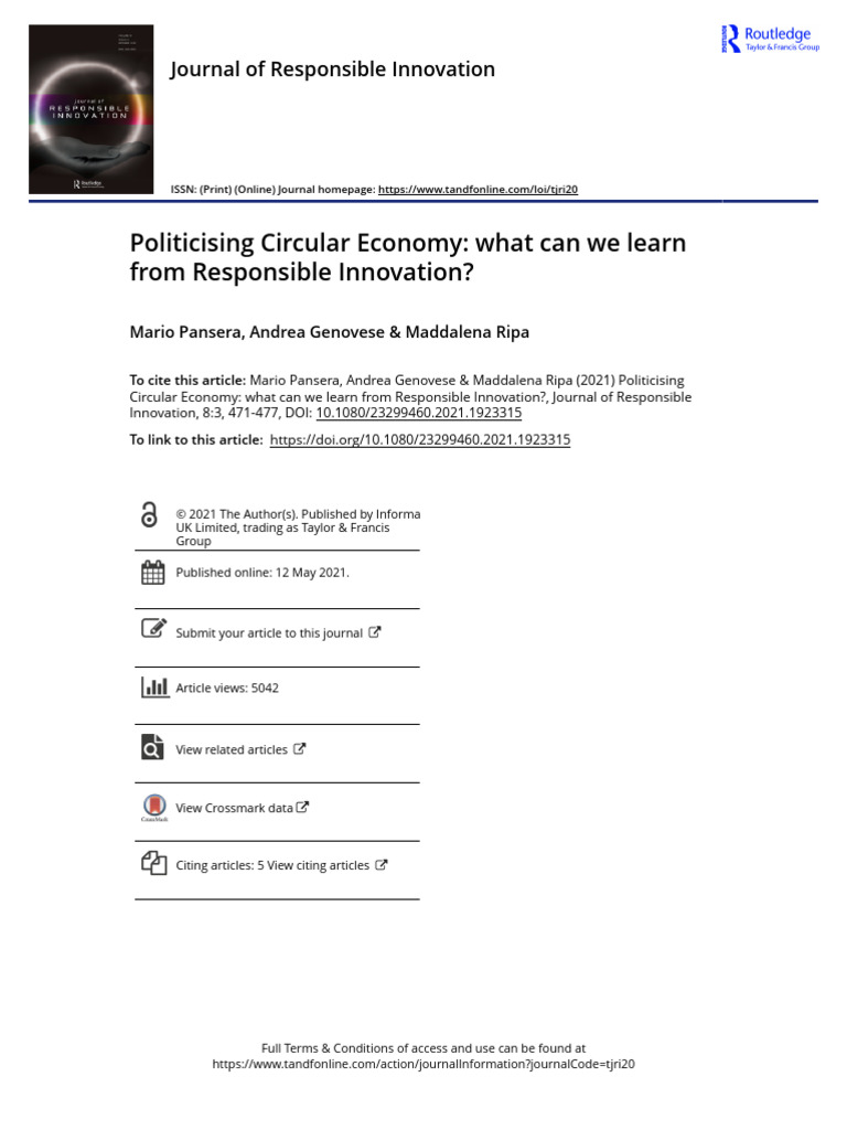 Politicising Circular Economy What Can We Learn From Responsible ...