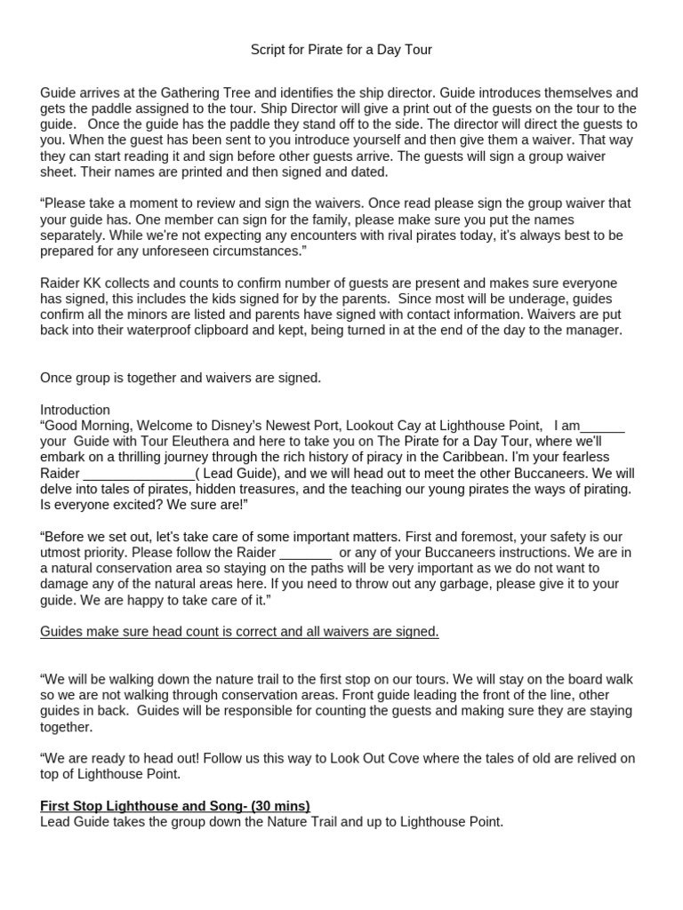 Script for Pirate for a Day (2) | PDF