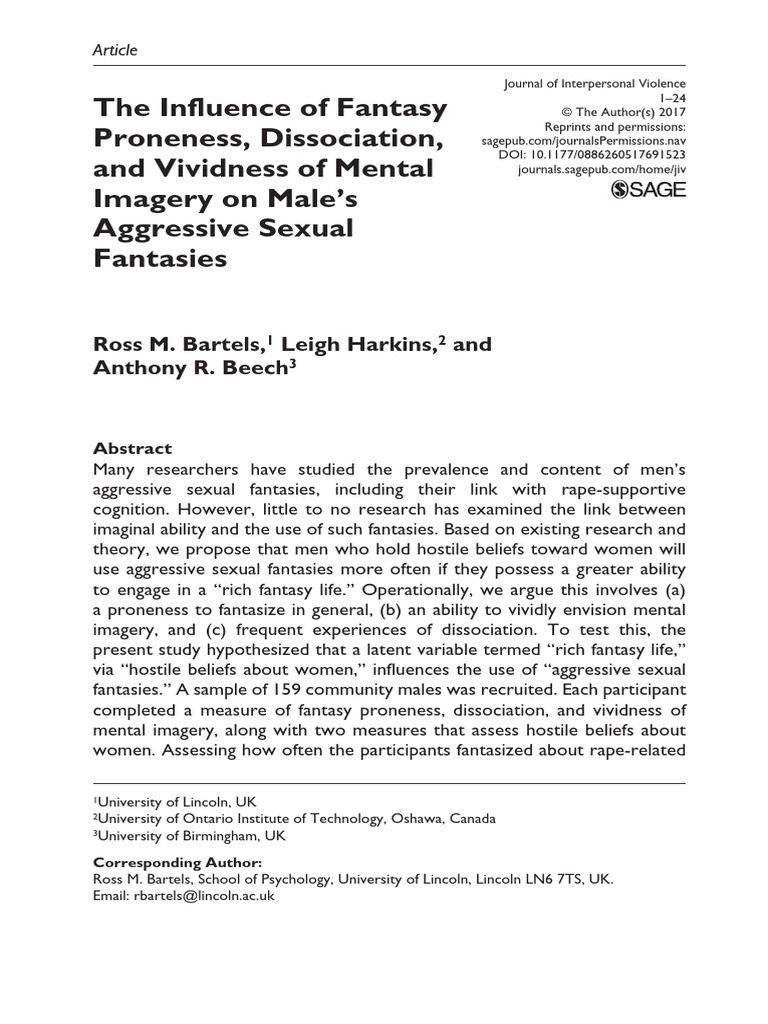 The Influence of Fantasí in Agressive Sexual Fantasies | PDF