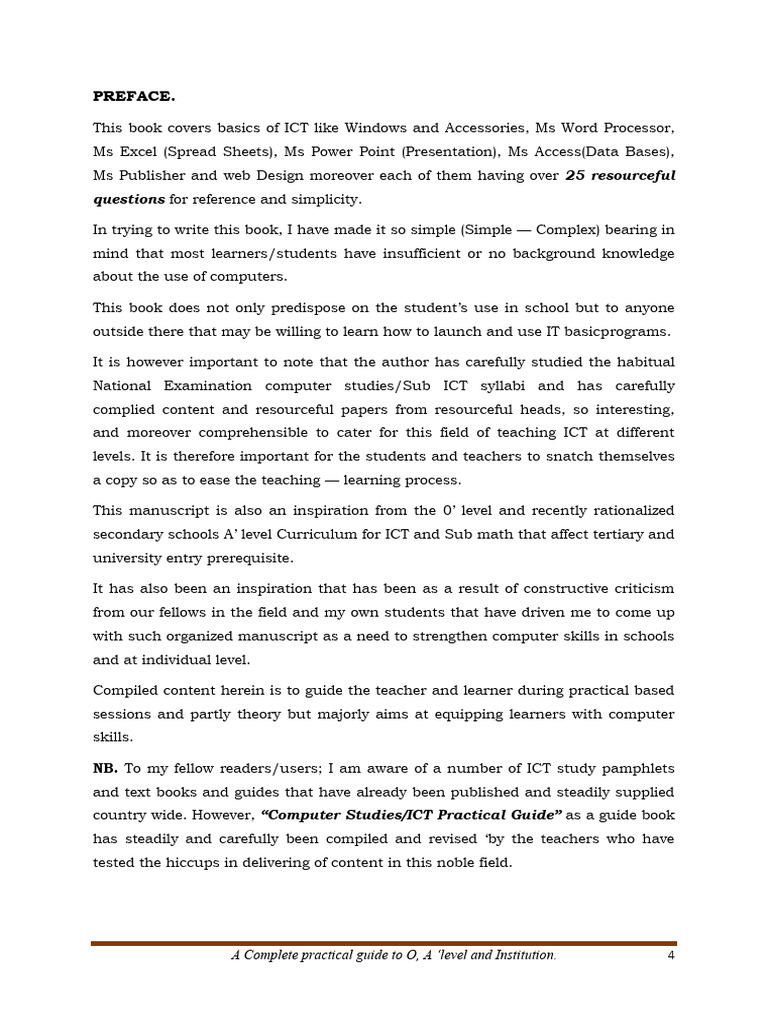 Ict Computer Studies Book Practical Guide 4 145 | PDF