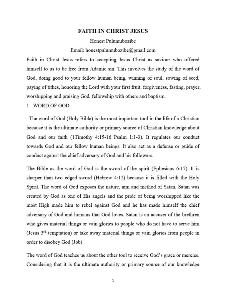 Faith in Christ Jesus | PDF | Prayer | Self-Improvement