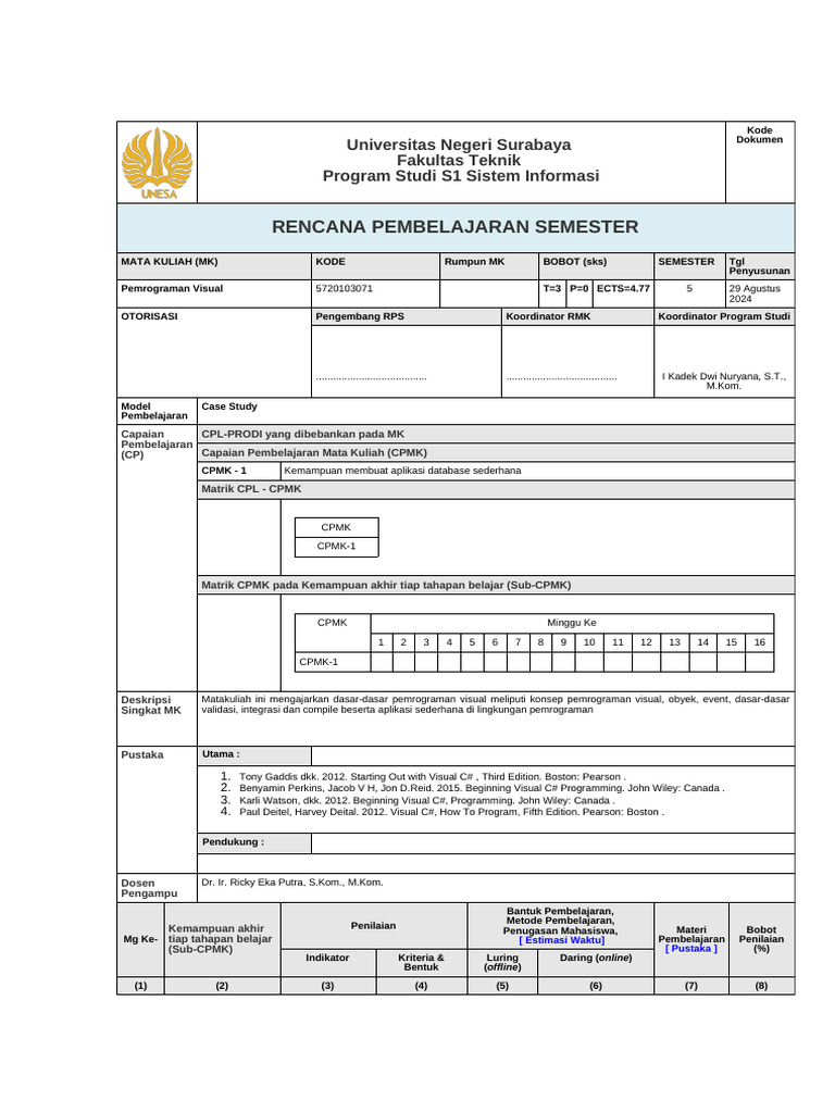 RPS Pemrograman Visual UNS | PDF