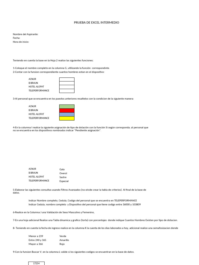 Prueba Excel Medio | PDF