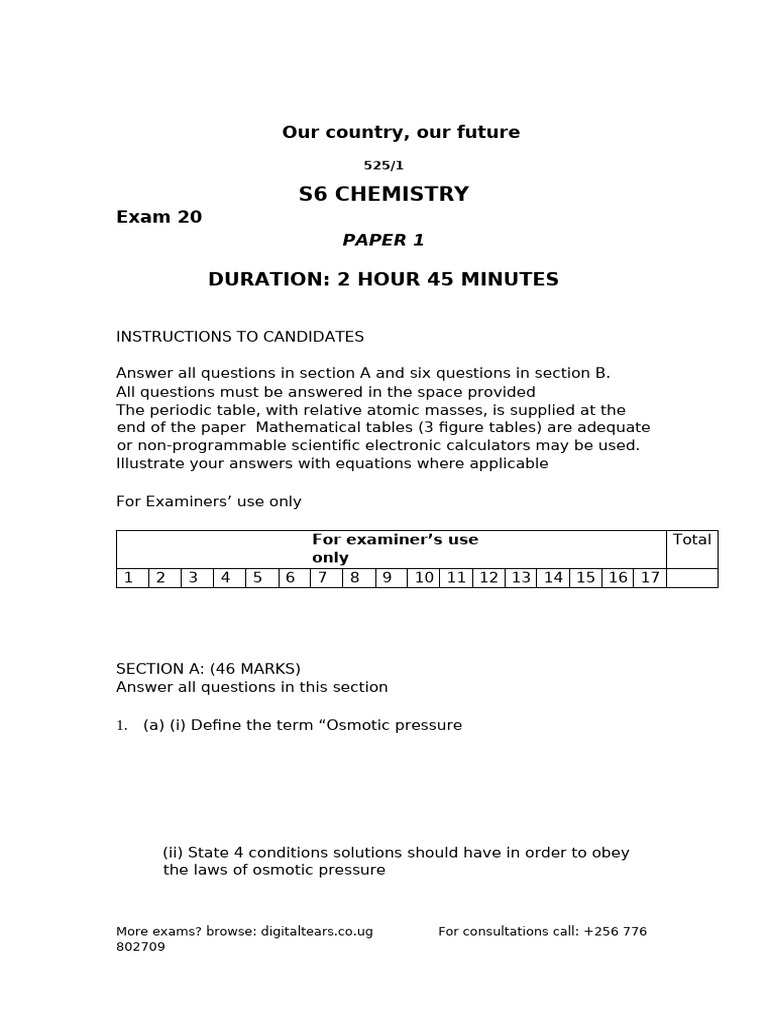 A Level Chemistry Paper 1 Set 20 | PDF