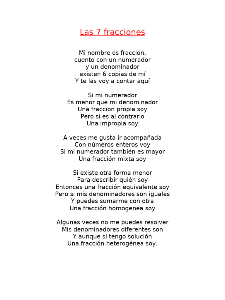 Poema de Las Fracciones | PDF