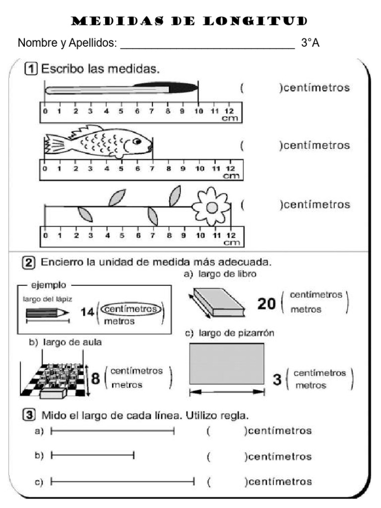 Medidas de Longitud 3°a | PDF