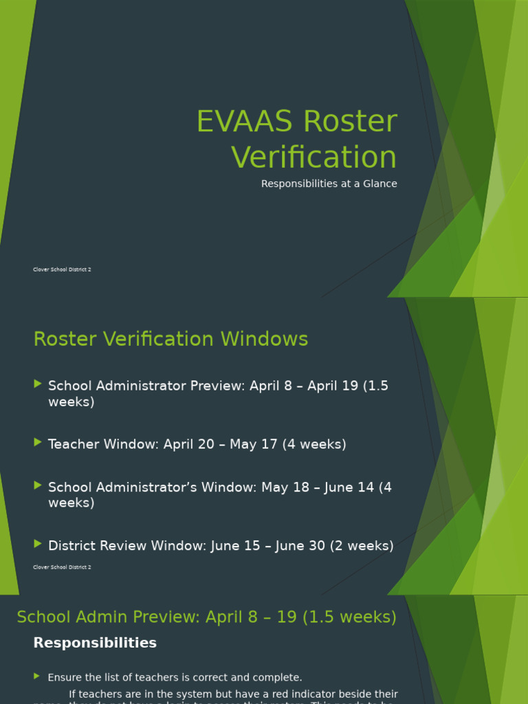EVAAS Roster Verification | PDF