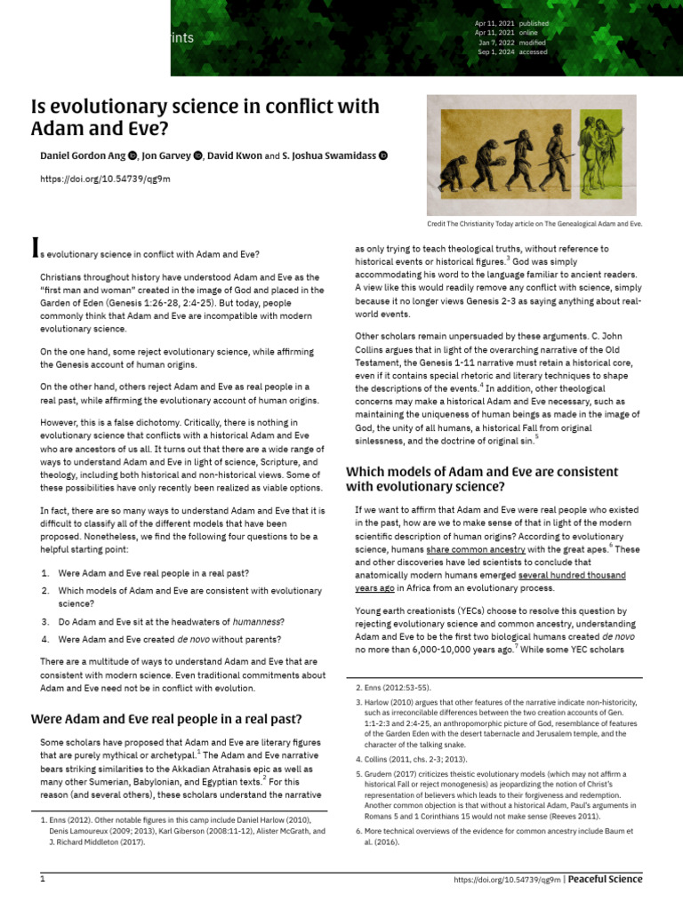 Adam, Eve, and Evolution | PDF