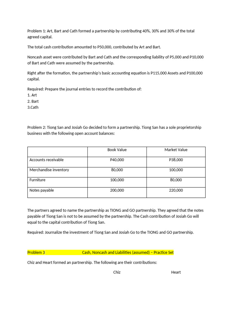 Partnership-Formation-Practice-Set | PDF