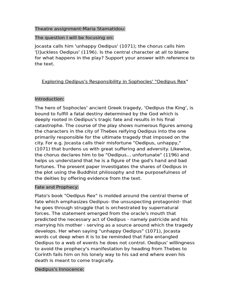 Theatre Assignment Maria Stamatidou | PDF