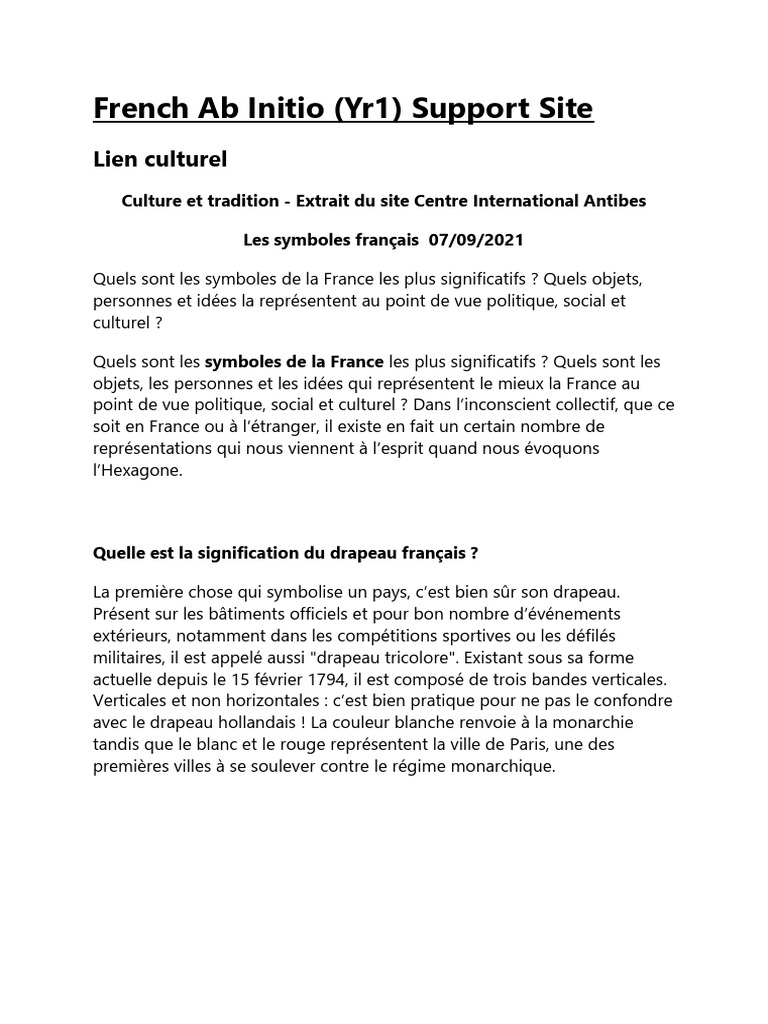Liens Culturels French Ab Initio | PDF