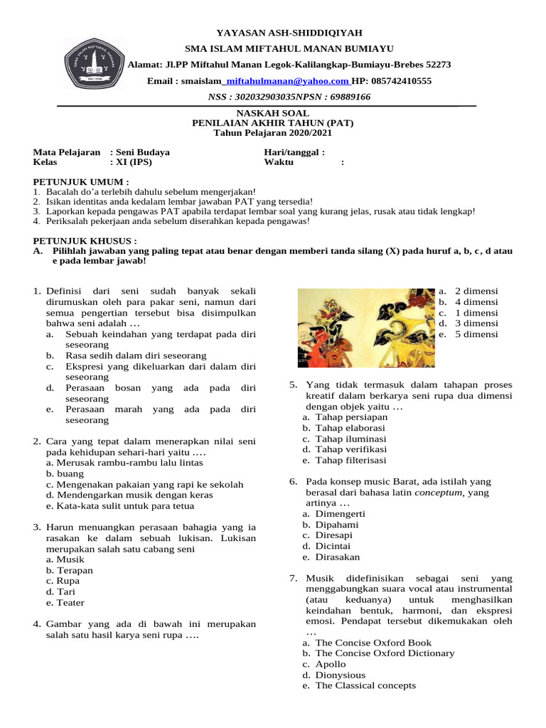 Soal Pat SBK KLS Xi | PDF