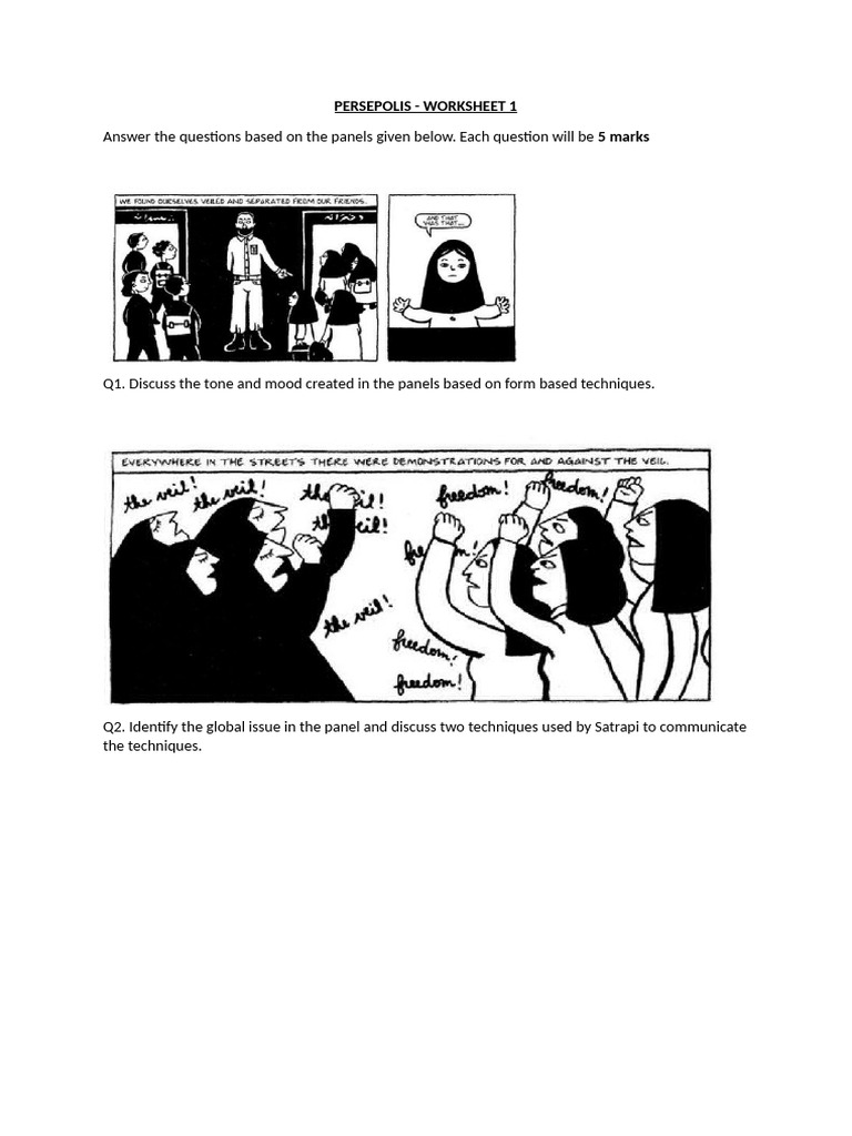 Persepolis - Revision - Short Responses - 2024 - Worksheet | PDF