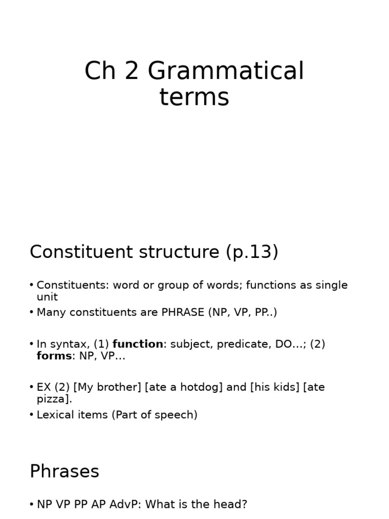 CH 2 Grammatical Terms | PDF