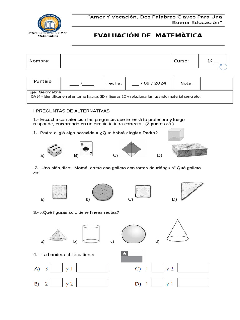 2 PRUEBA DE MATEMATICA II | PDF