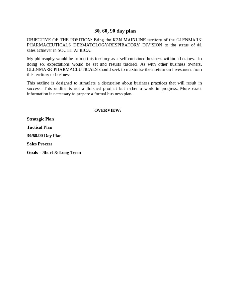30 60 90 day plan | PDF