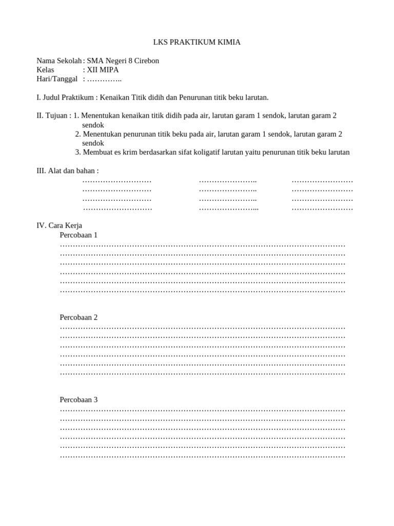 LKS Praktikum Kimia | PDF