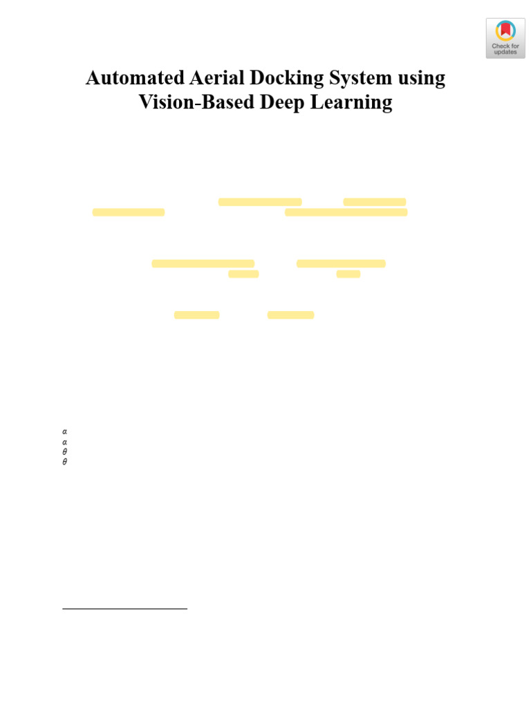 Automated Aerial Docking System Using Vision-Based Deep Learning | PDF