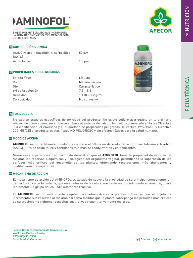 Aminofol Ficha Tecnica | PDF