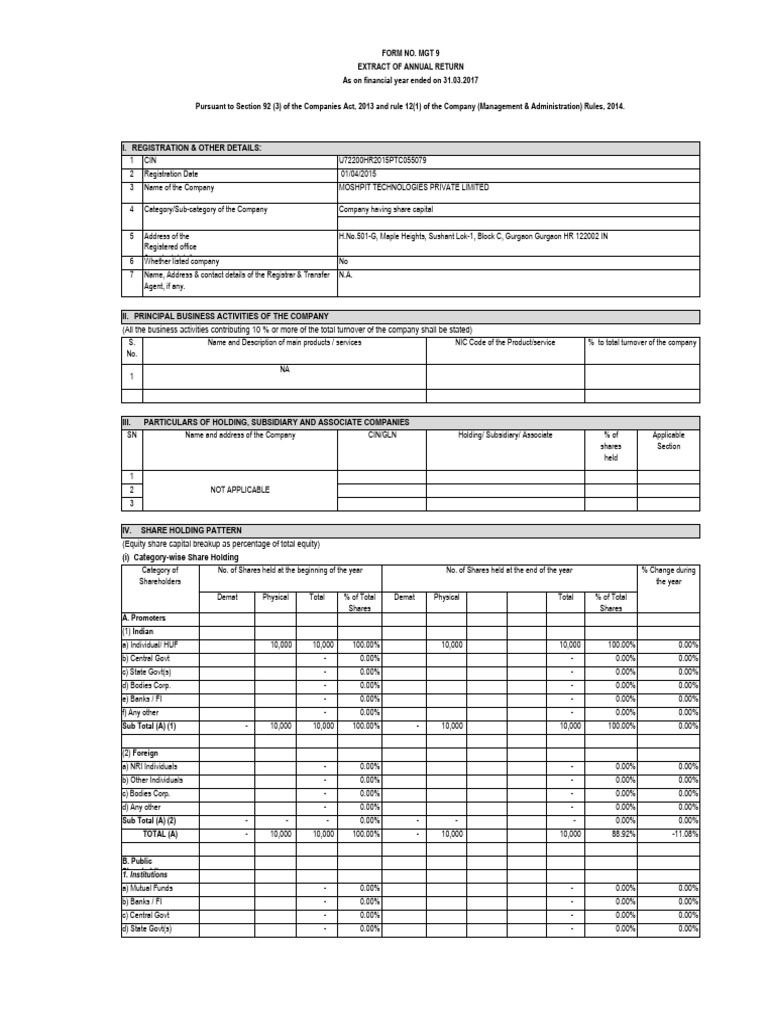 MGT 9 - 2016 17 | PDF