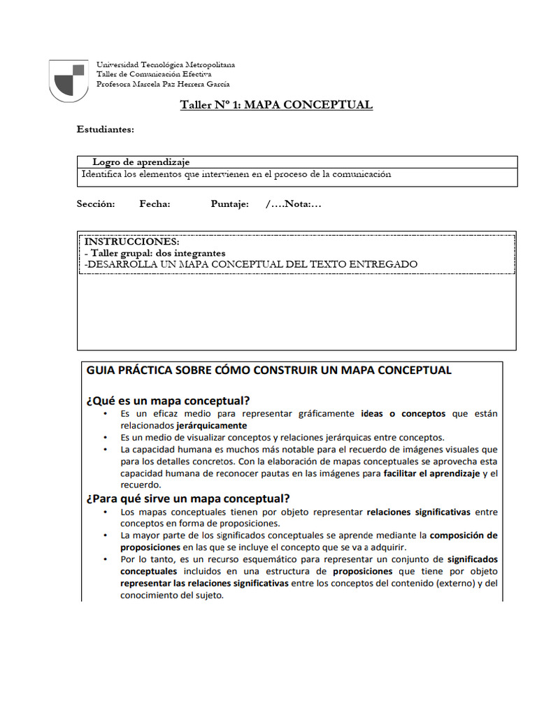 taller MAPA CONCEPTUAL utem 1 sem 2022 | PDF