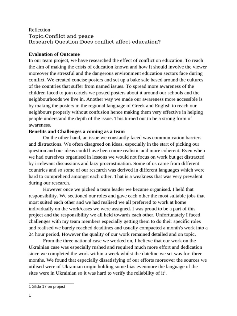 Reflective Statement | PDF