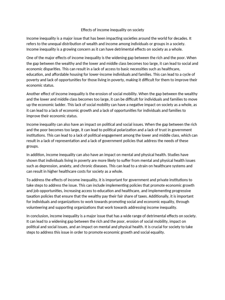 Effects of Income Inequality On Society | PDF | Social Science ...