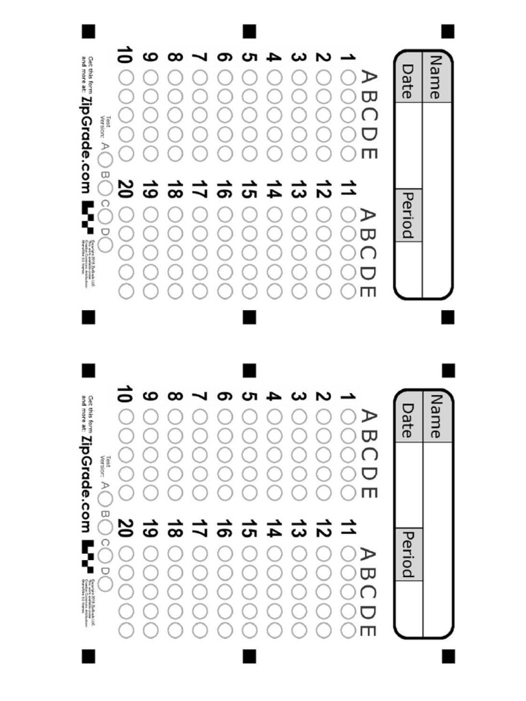 Zipgrade Answer Sheet | PDF