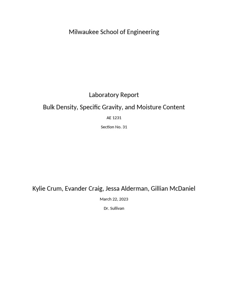 Bulk Density, Specific Gravity, And Moisture Content | PDF Bulk Density, Specific Gravity, And Moisture Content | PDF