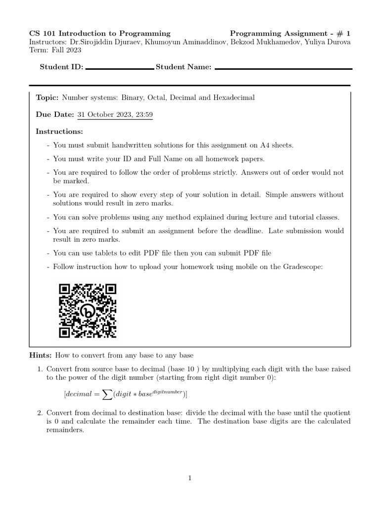 CS101 Homework 1 | PDF