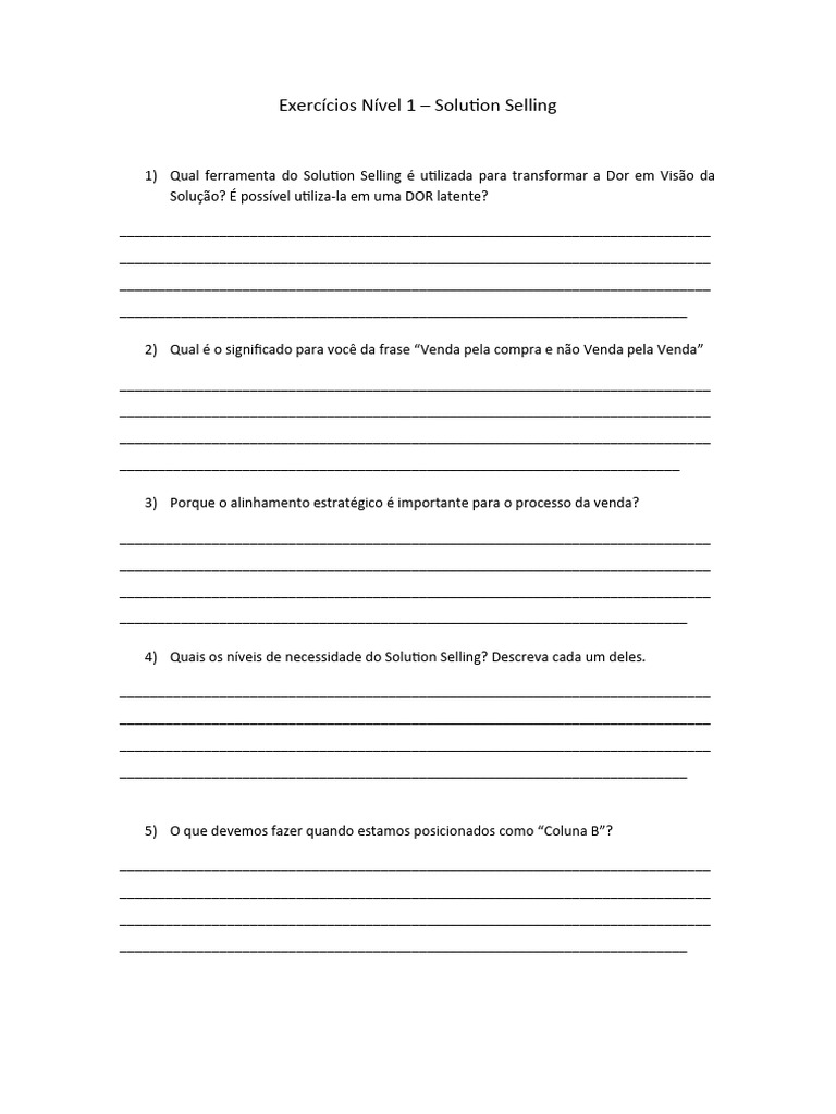 Exercicios Nivel 1 Solution Selling | PDF