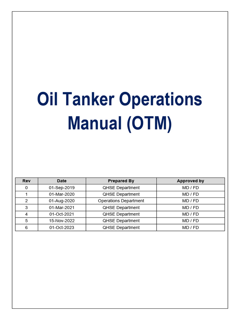 06 Oil Tanker Manual (OTM) Rev06 | PDF | Oil Tanker | Technology & Engineering