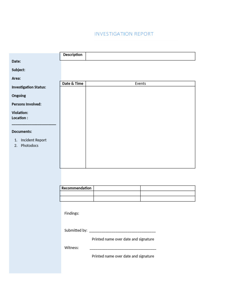 Investigation Findings Report | PDF