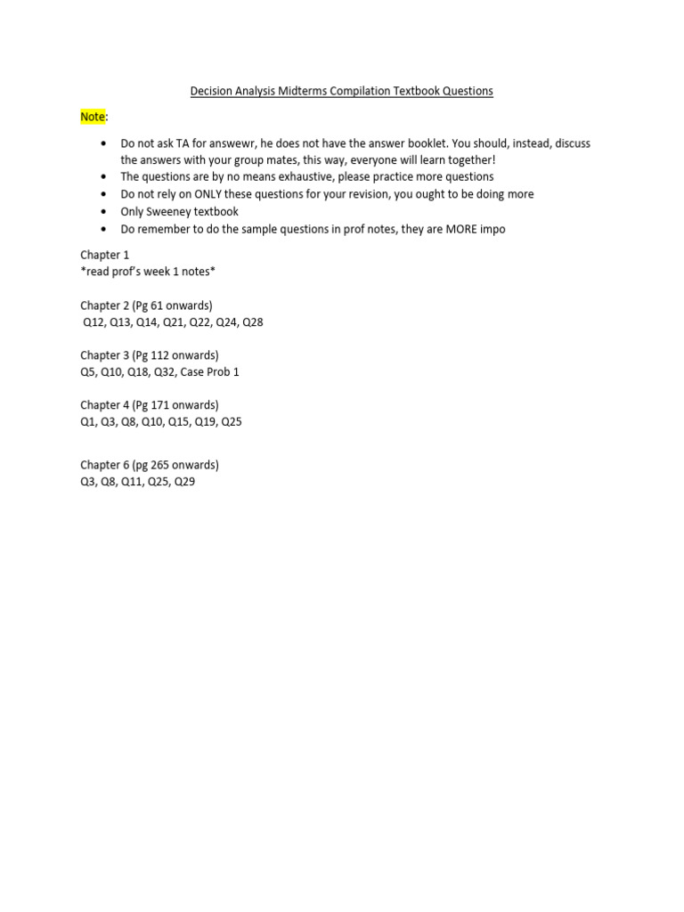 Decision Analysis Midterms Compilation | PDF