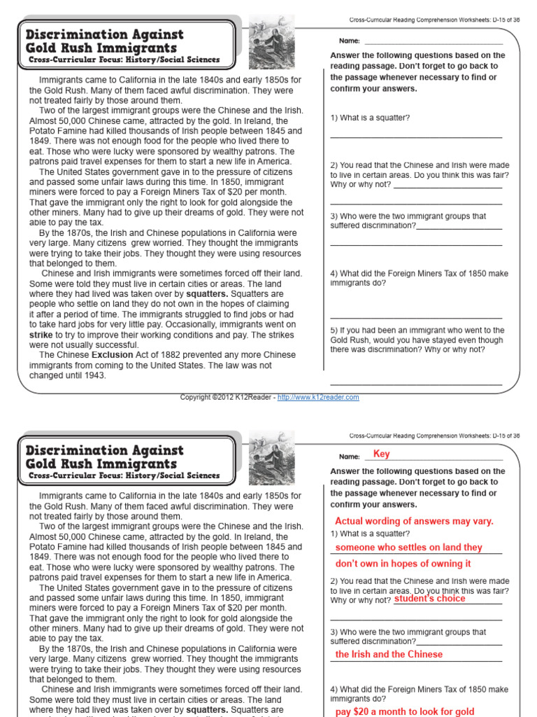 Gr4 Wk15 Discrimination Against Gold Rush Immigrants | PDF ...