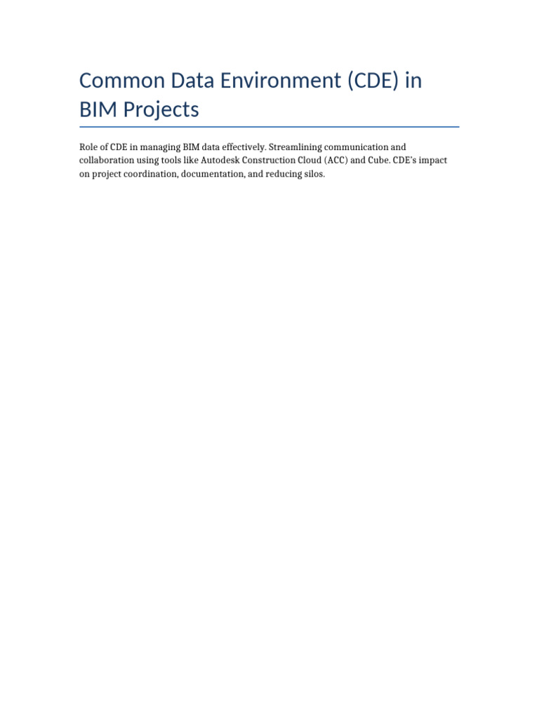 Common Data Environment (CDE) in BIM Projects | PDF
