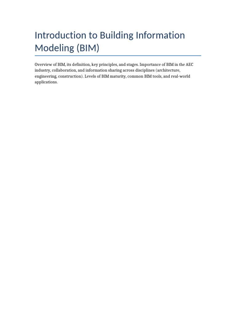 Introduction To Building Information Modeling (BIM) | PDF
