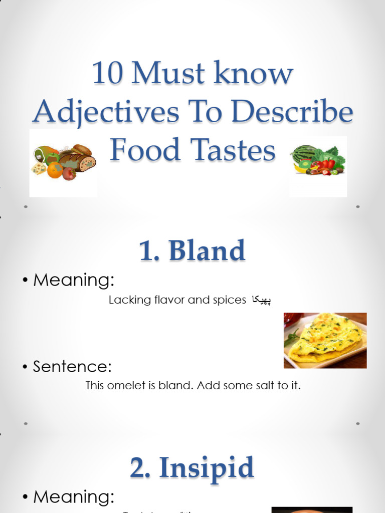 Adjectives To Describe Food Taste | PDF