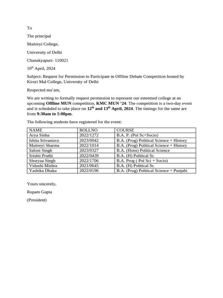 KMC MUN Application | PDF