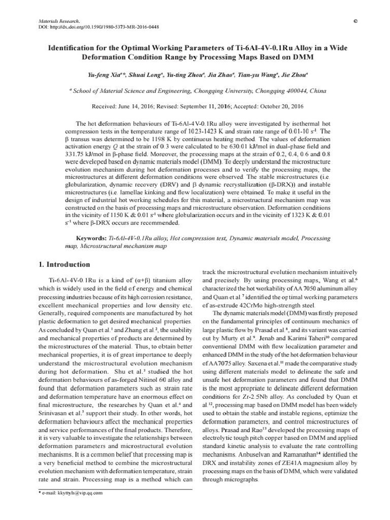 Identification For The Optimal Working Parameters | PDF