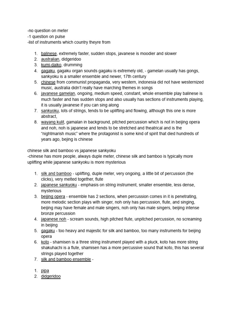 Music History Midterm Review Sheet | PDF