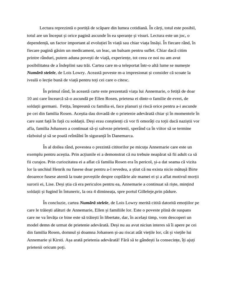 Text Argumentativ-Numără Stelele | PDF