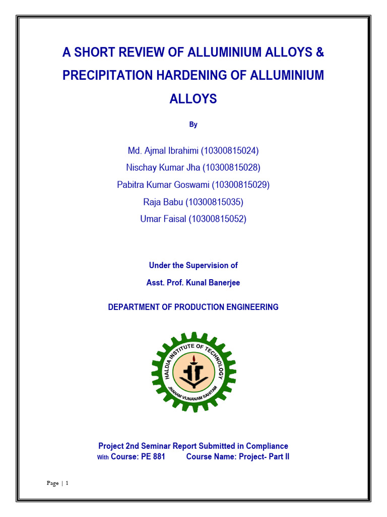 Final Precipitation Hardening of Aluminum Alloy | PDF