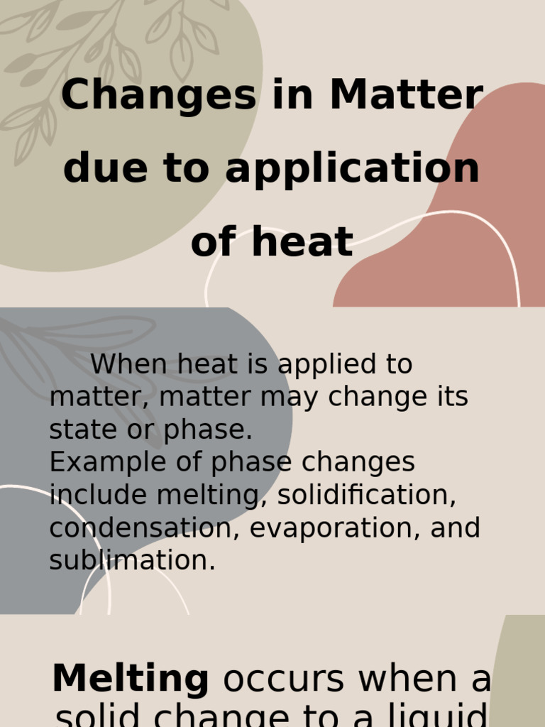 Changes in Matter Due To Application of Heat | PDF