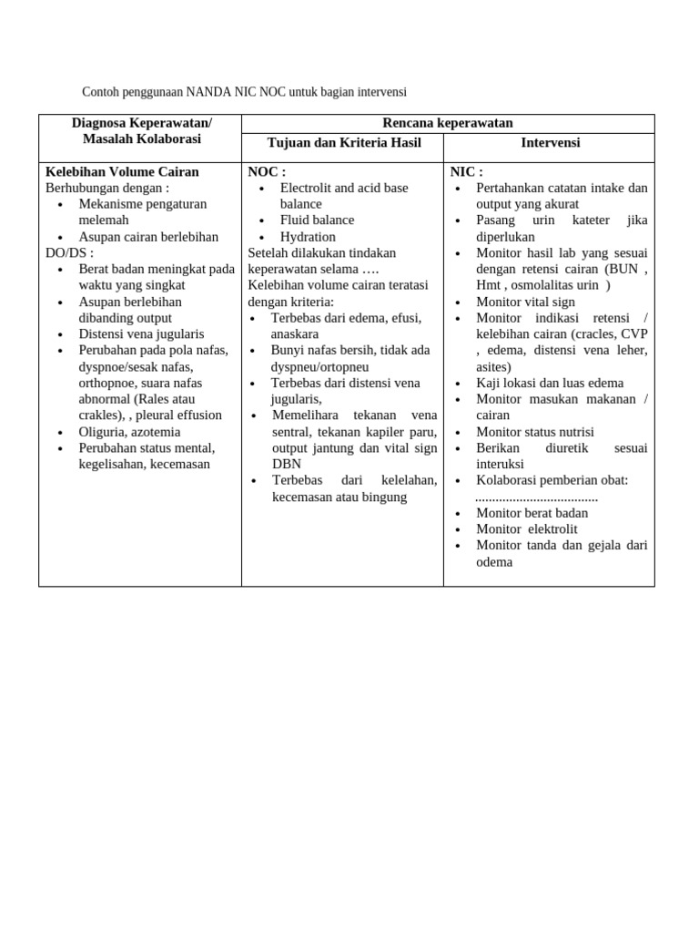 Contoh Intervensi NANDA | PDF