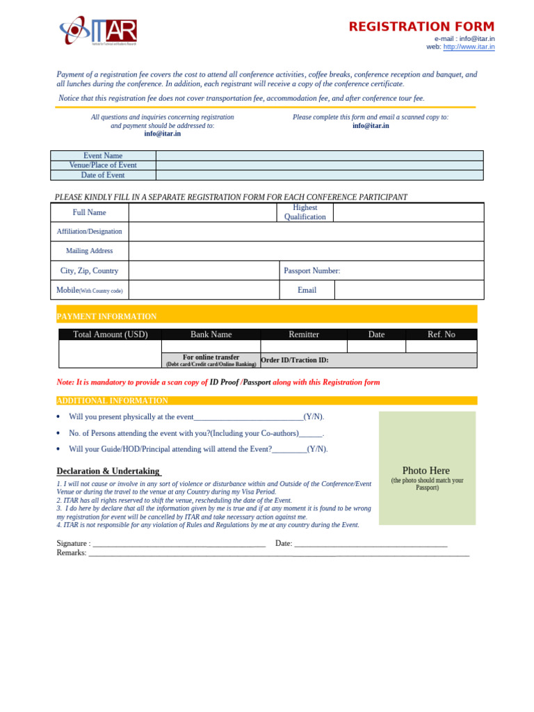 ITAR Listener Registration Form-Abroad | PDF