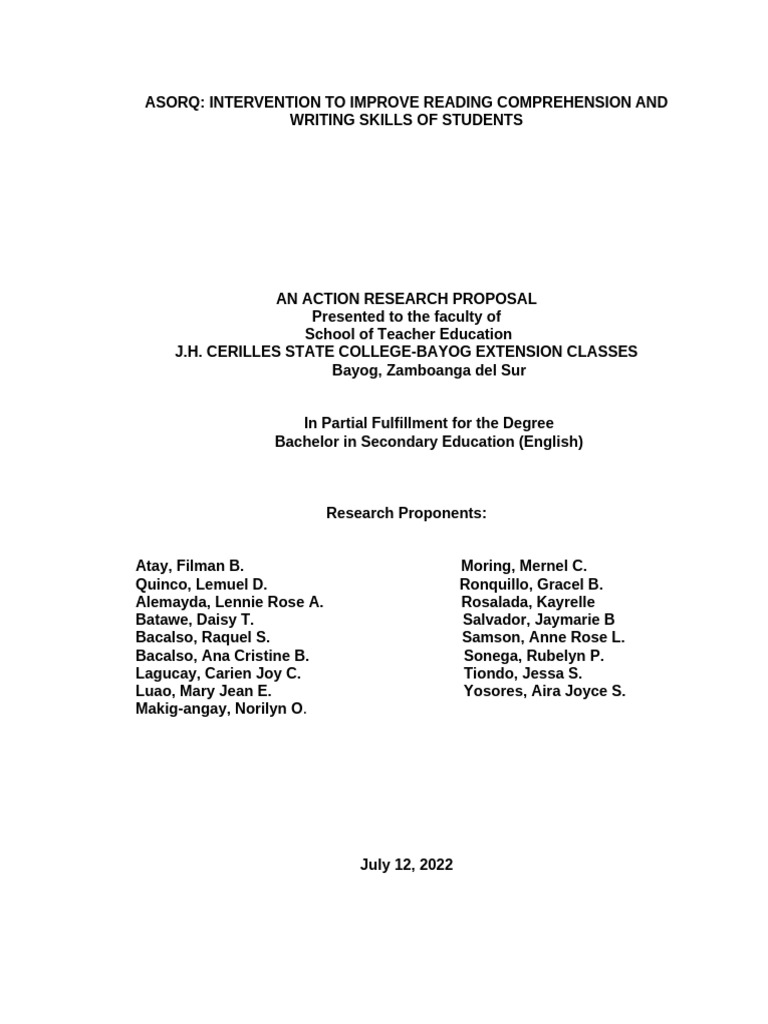 Group 2 - Action Research - FINAL - 121955 | PDF | Reading Comprehension | Teachers