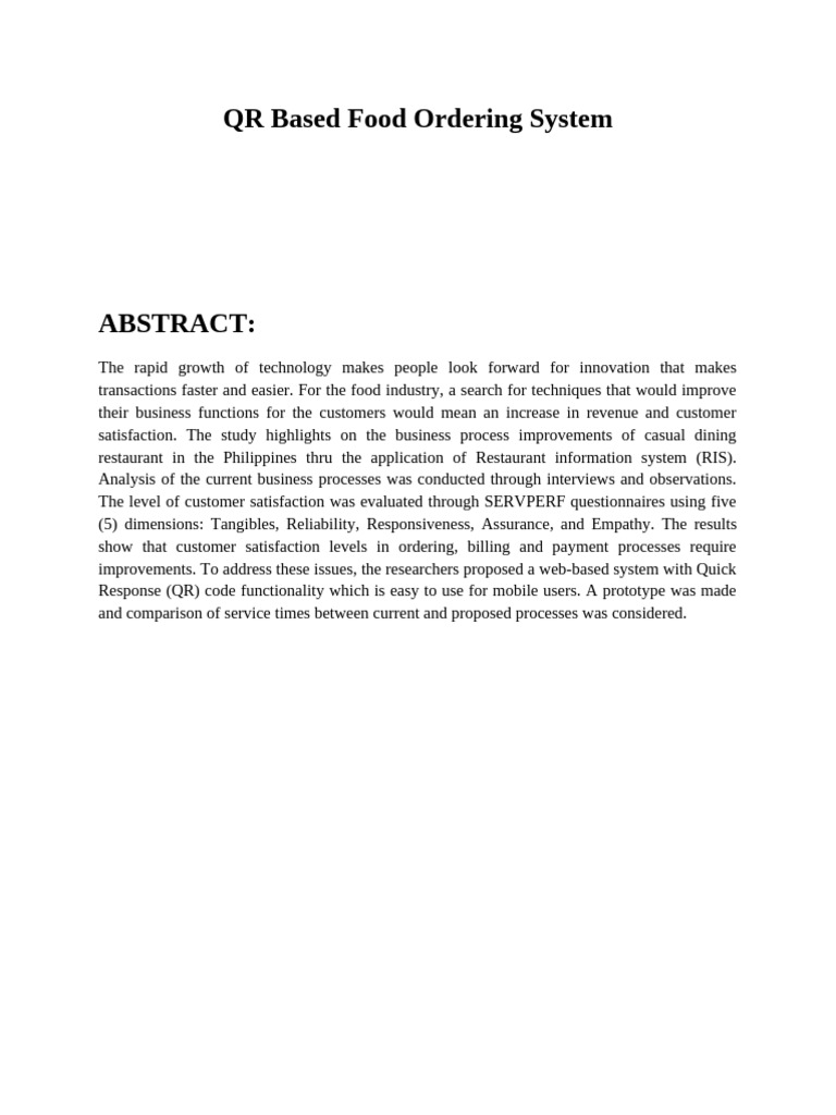 QR Based Food Ordering System | PDF | Machine Learning | Career & Growth